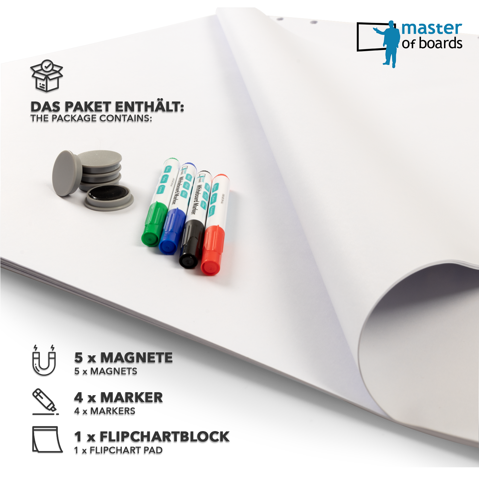 Flipchart accessories set | Master of Boards | Basic equipment for fli ...