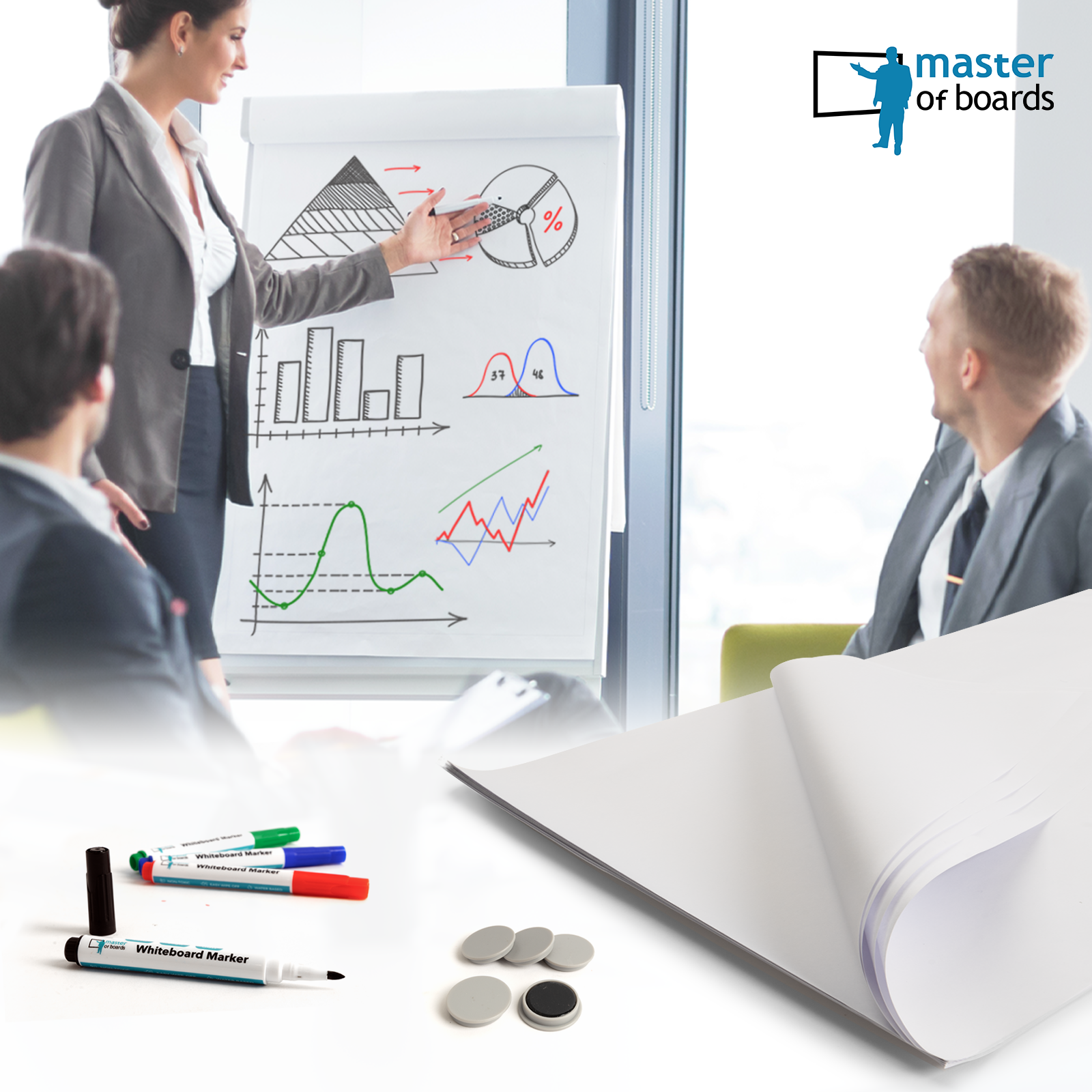 Flipchart accessories set | Master of Boards | Basic equipment for fli ...