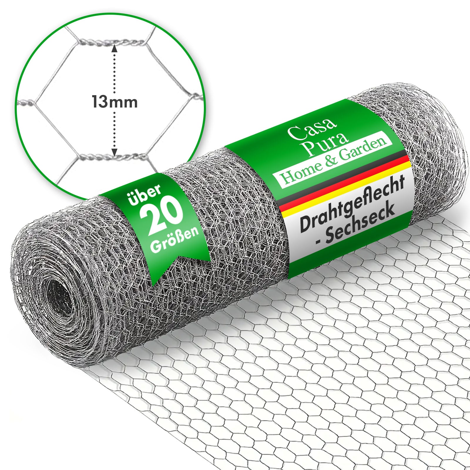 Wire Fence Netting Roll For Garden & Small Animals | Galvanised | Hexa