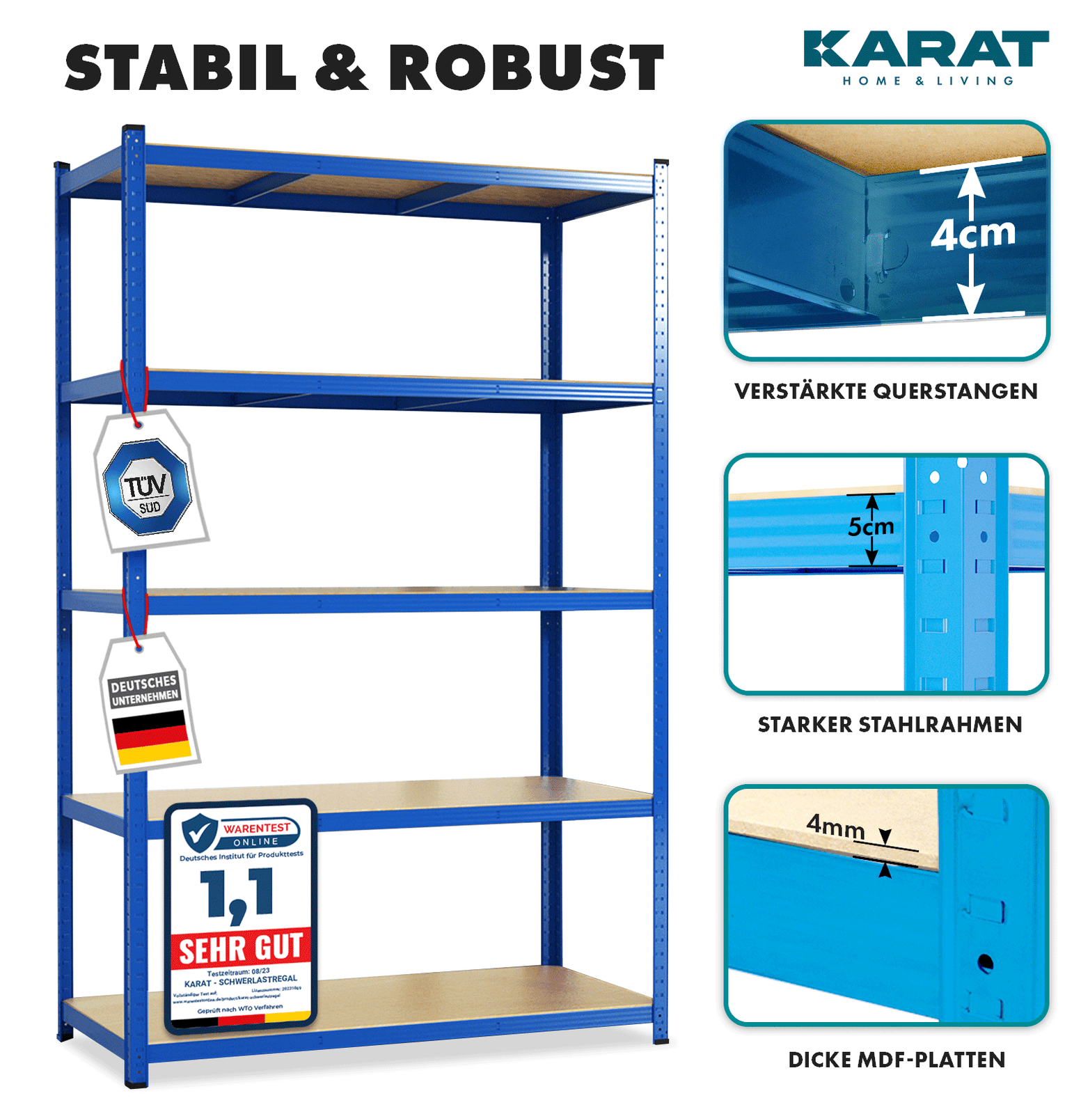 Heavy Duty Shelving Rack | Blue | for Cellar & Workshop | Load Capacit — Floordirekt UK