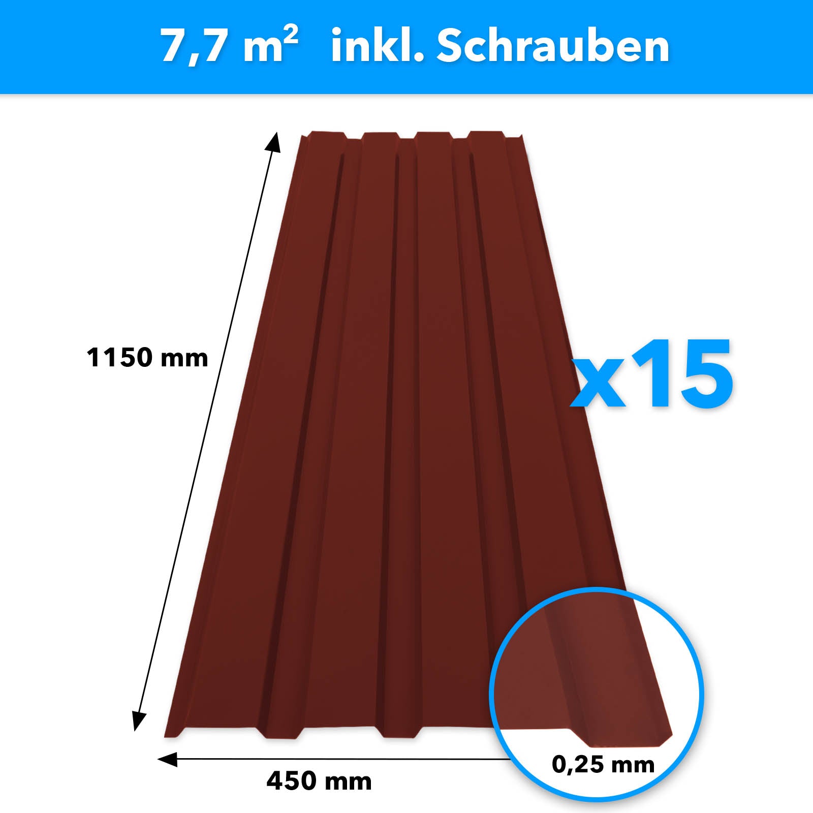 Trapezoidal Roof Sheet | Wall & Roofing Profile (incl. screws) | 15 Sh ...