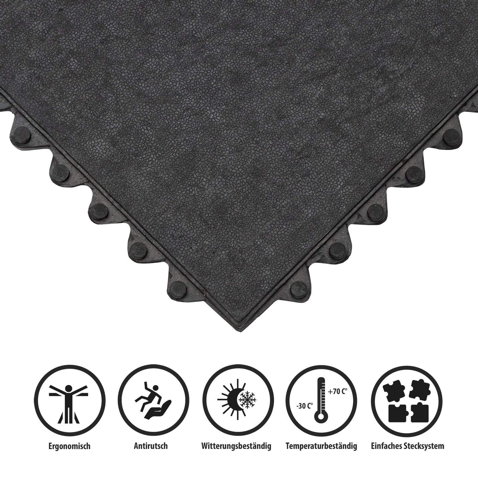 Interlocking Rubber Mat Tile | Plug-in System | Size: 92x92 cm | Smoot ...