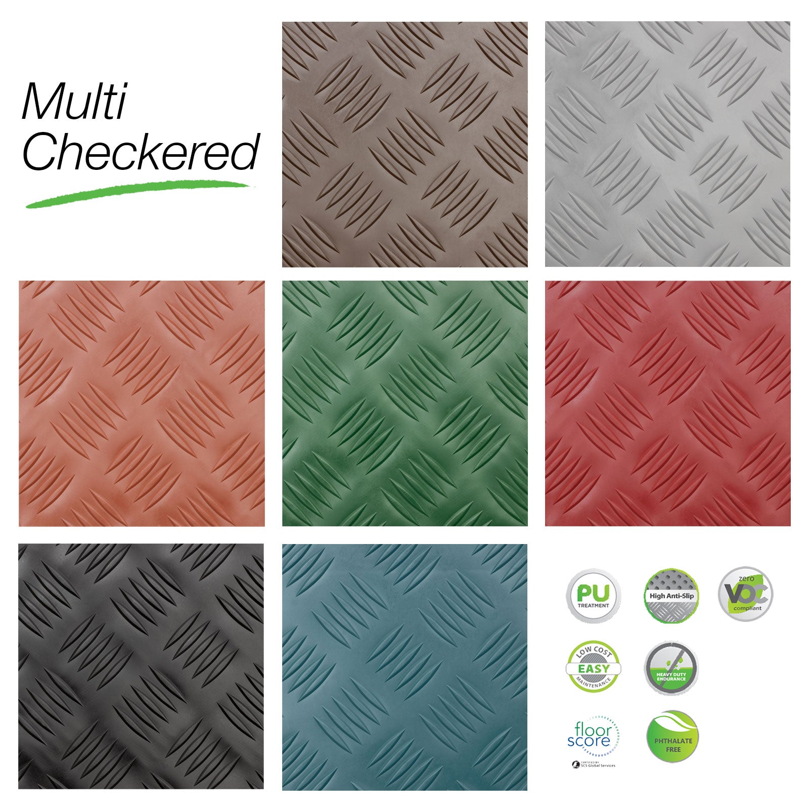 PVC Vinyl Flooring | Checker Plate | Various Colours | Thickness: 2 mm ...