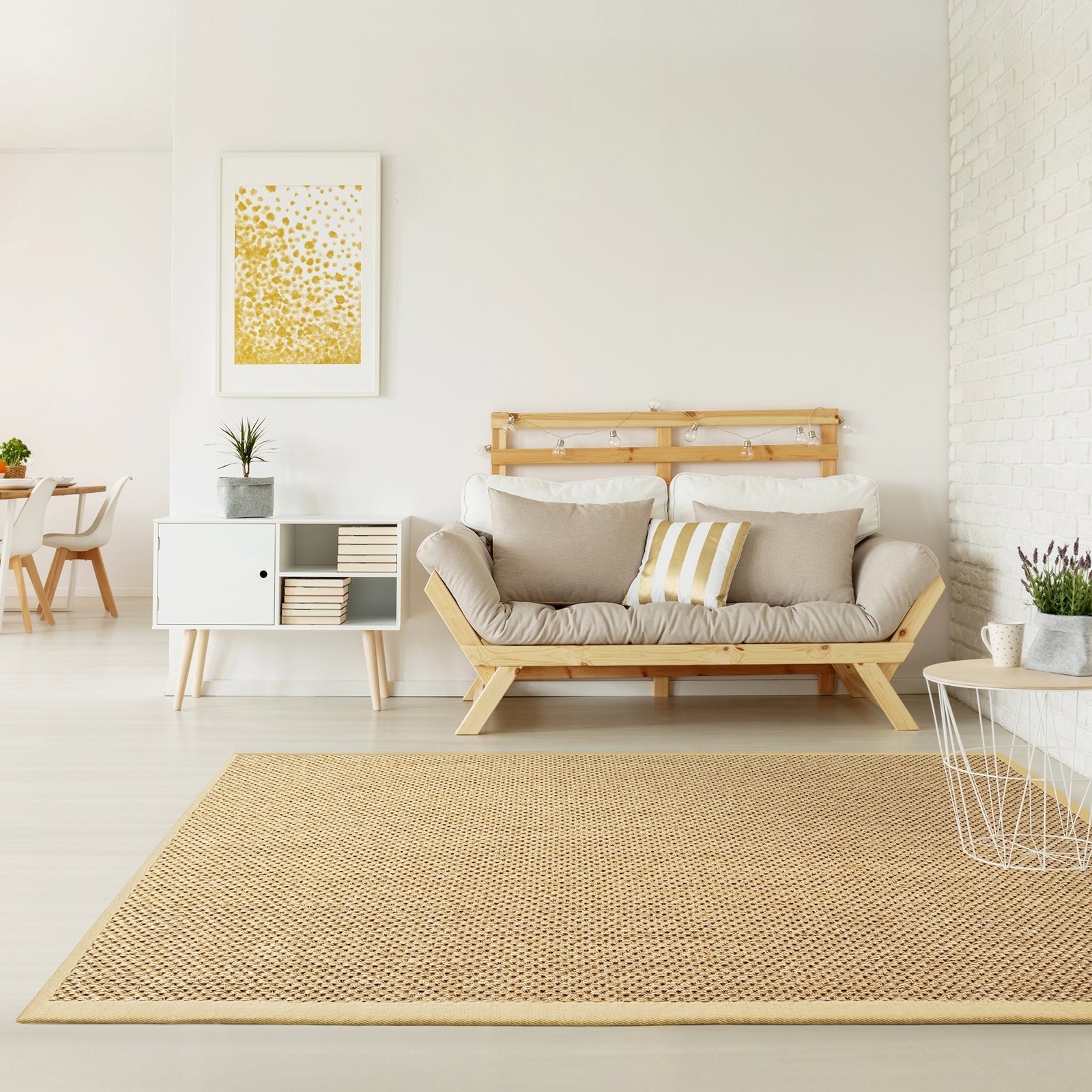 Sisal Rug | With Coloured Border | Tiger-Eye Natural | Living Room Car ...