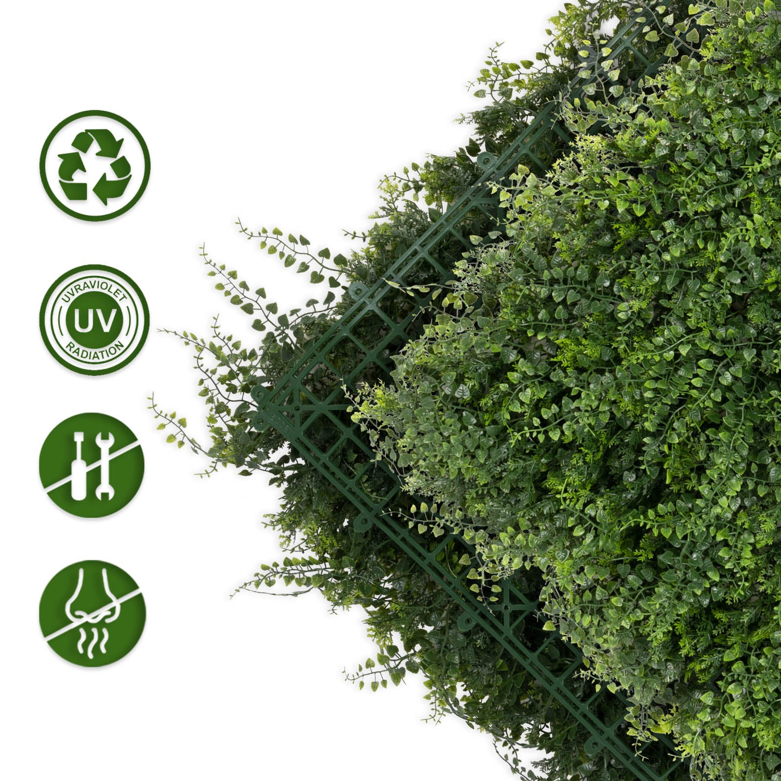 Artificial Plant Tile | Fern | Plant Tiles for Wall Mounting | 50 x 50 ...