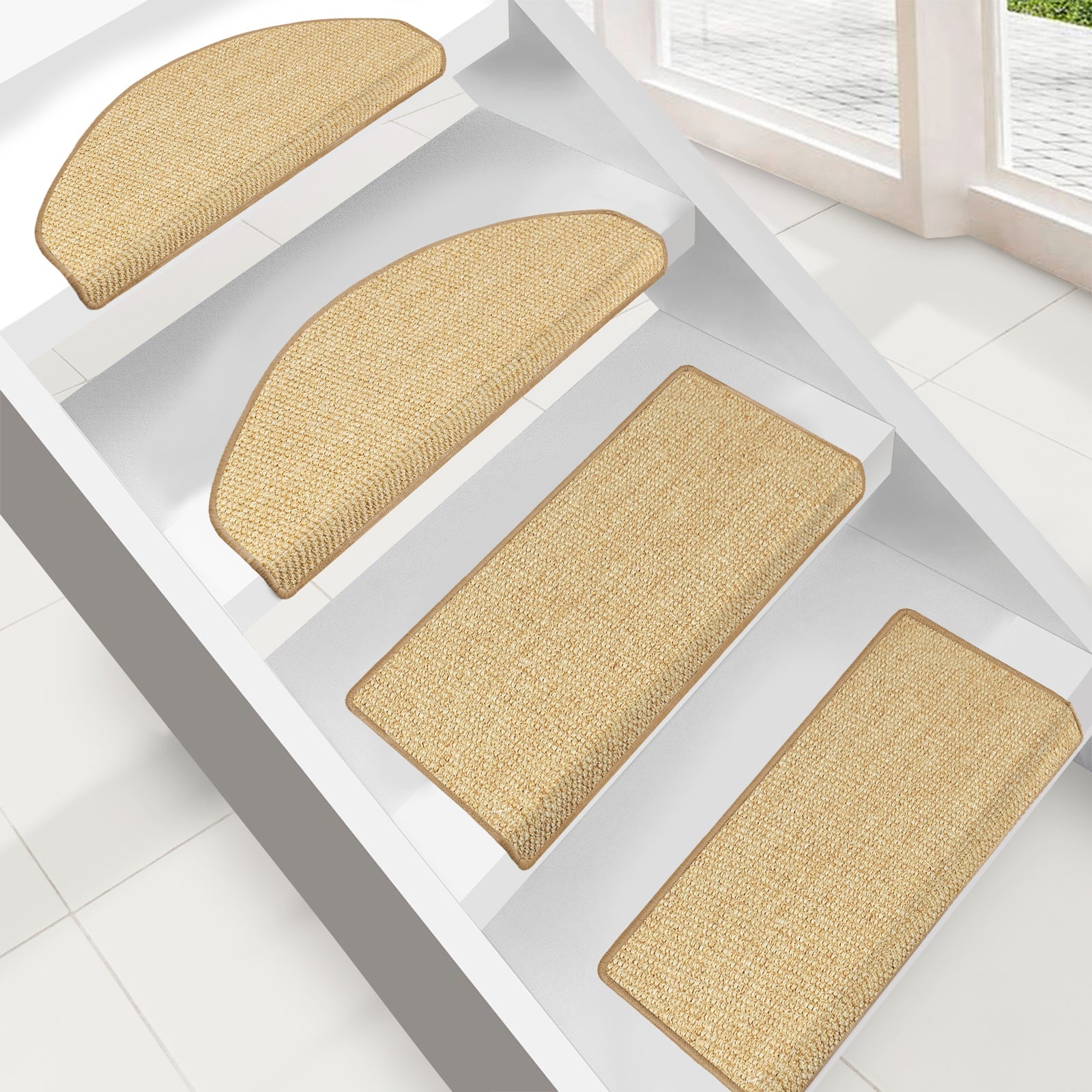 Sisal Stair Tread Mat | Pure Nature | Linked | Semi-circular | Self-Ad