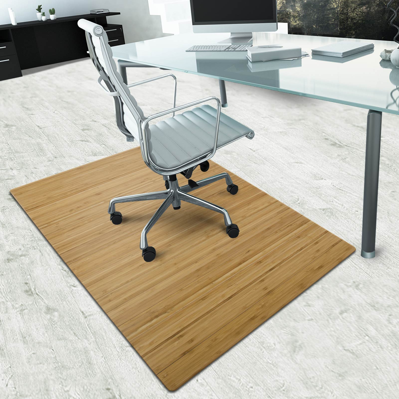 Bamboo Office Chair Mat | for Hard Floors and Carpet — Floordirekt UK