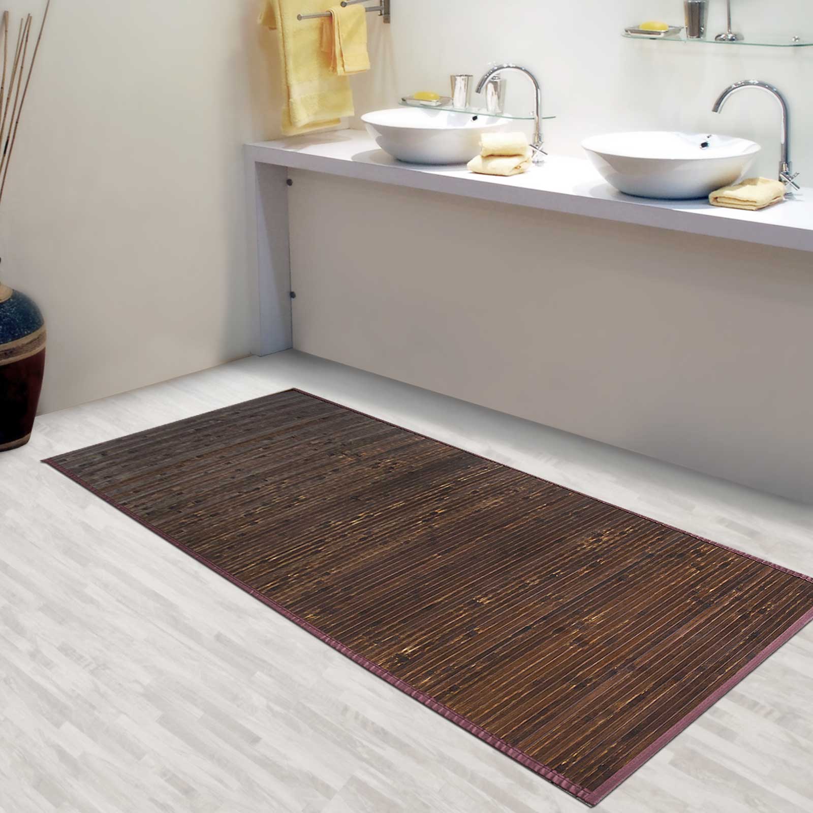 Bamboo Rug | Oak | Non-slip Bamboo Mat for Bathroom & Living Room
