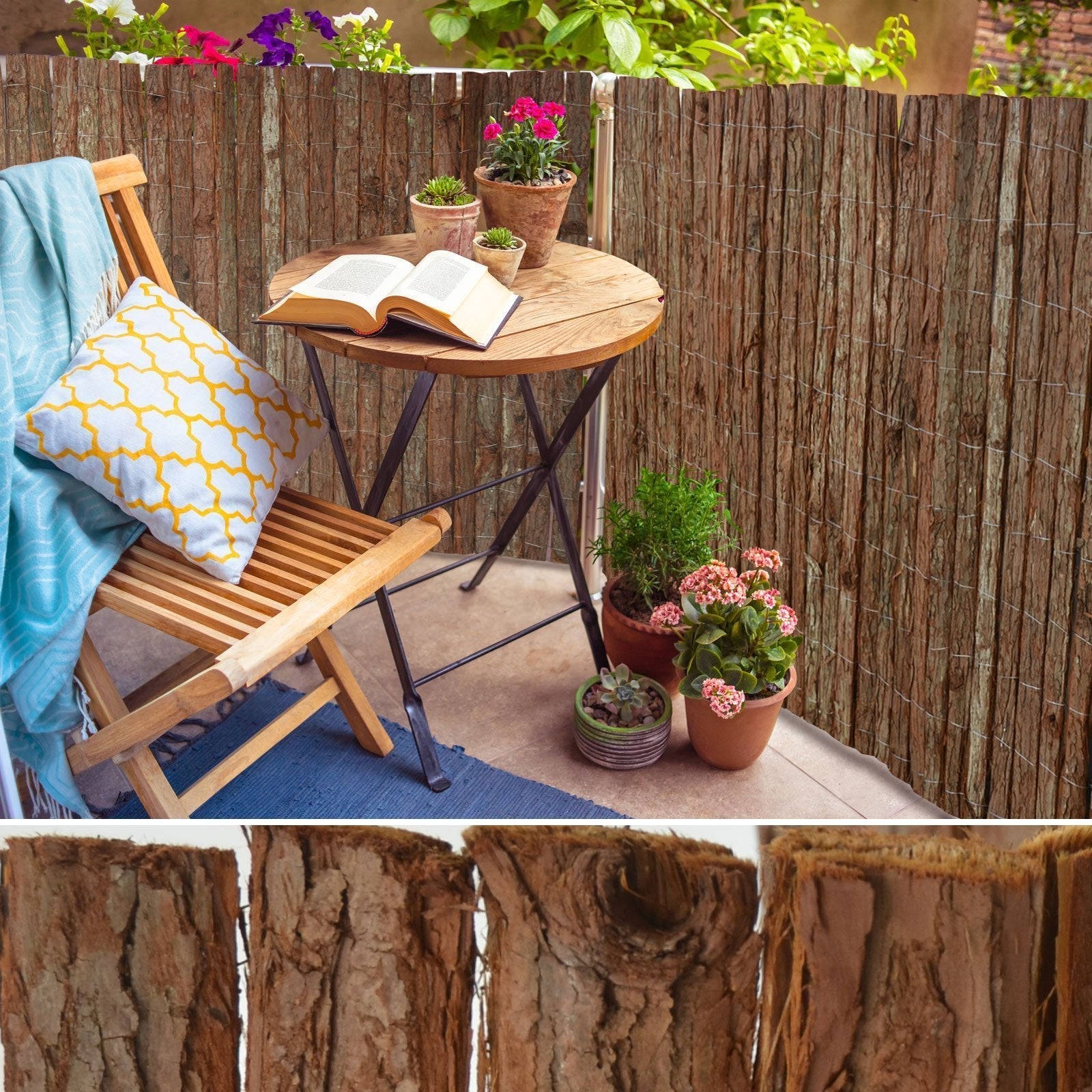 Tree Bark Screening Fence | Privacy Screen for Balcony and Garden | Le