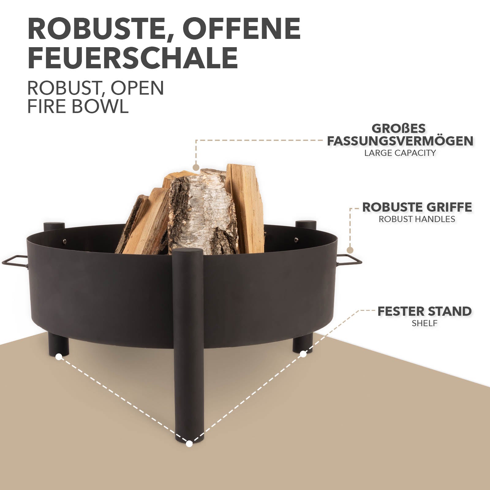 Fire Pit Rimu | Log Burner for Garden and Terrace | 3 Stand Feet | Inc ...