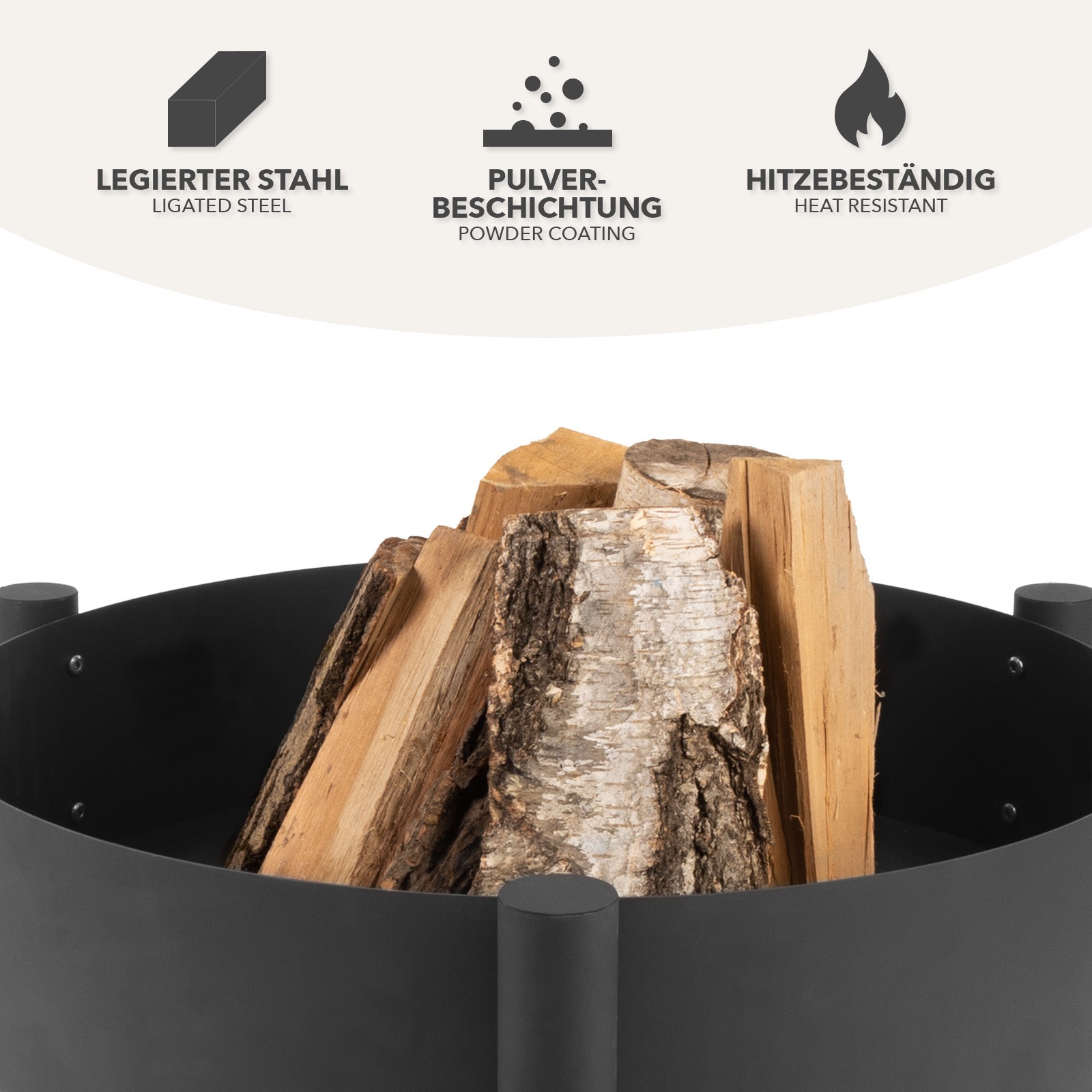 Fire Pit Rimu | Log Burner for Garden and Terrace | 3 Stand Feet | Inc ...