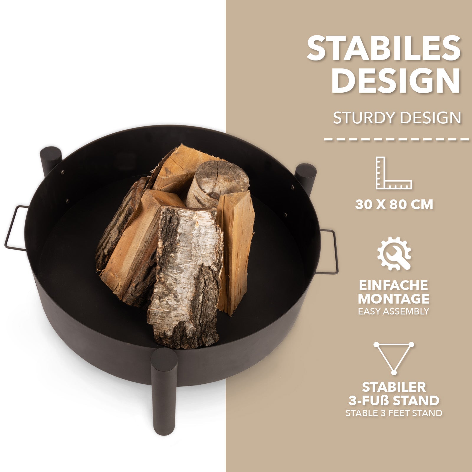 Fire Pit Rimu | Log Burner for Garden and Terrace | 3 Stand Feet | Inc ...