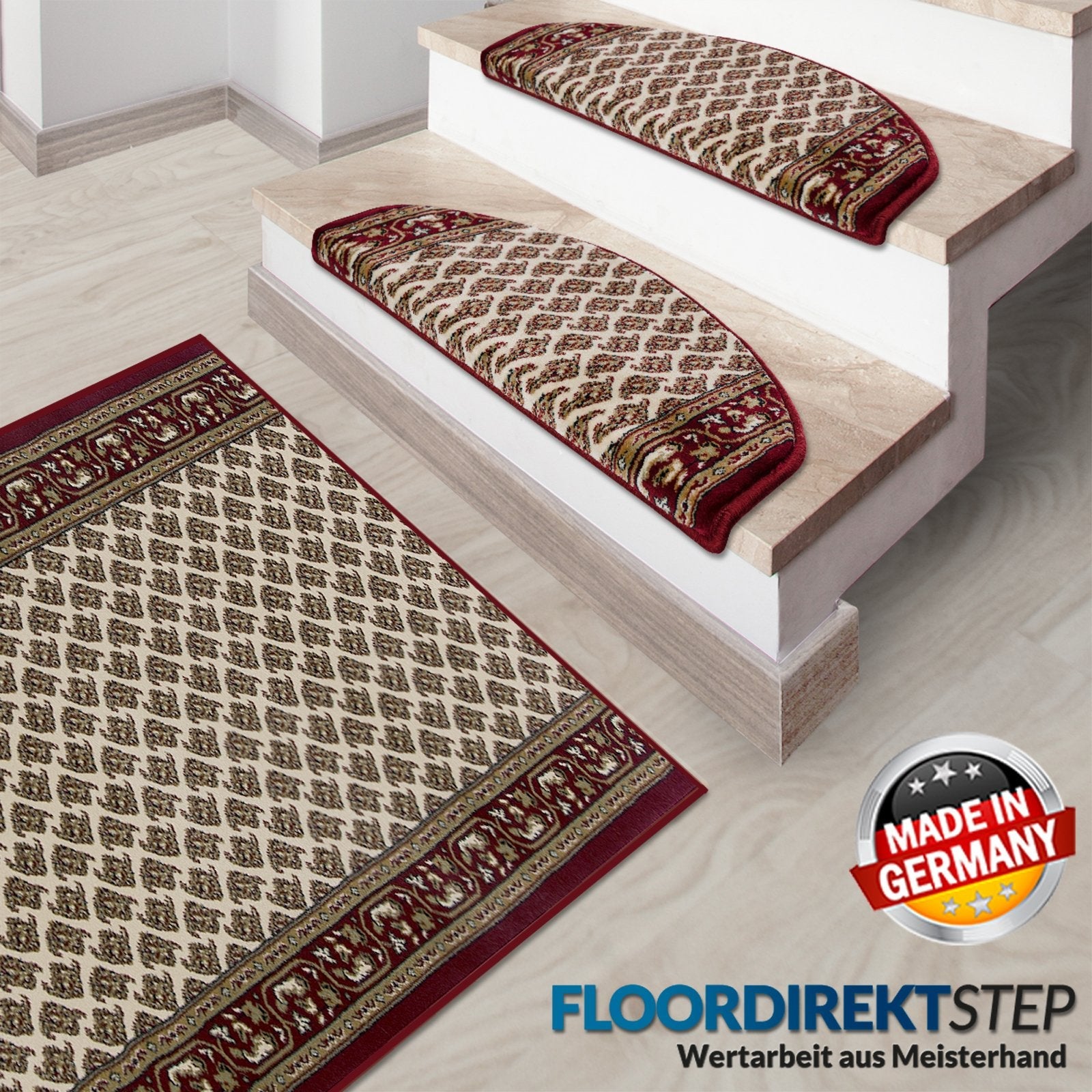 Carpet Floor Runner | Chained | Fyn Beige-Red | Customised Size