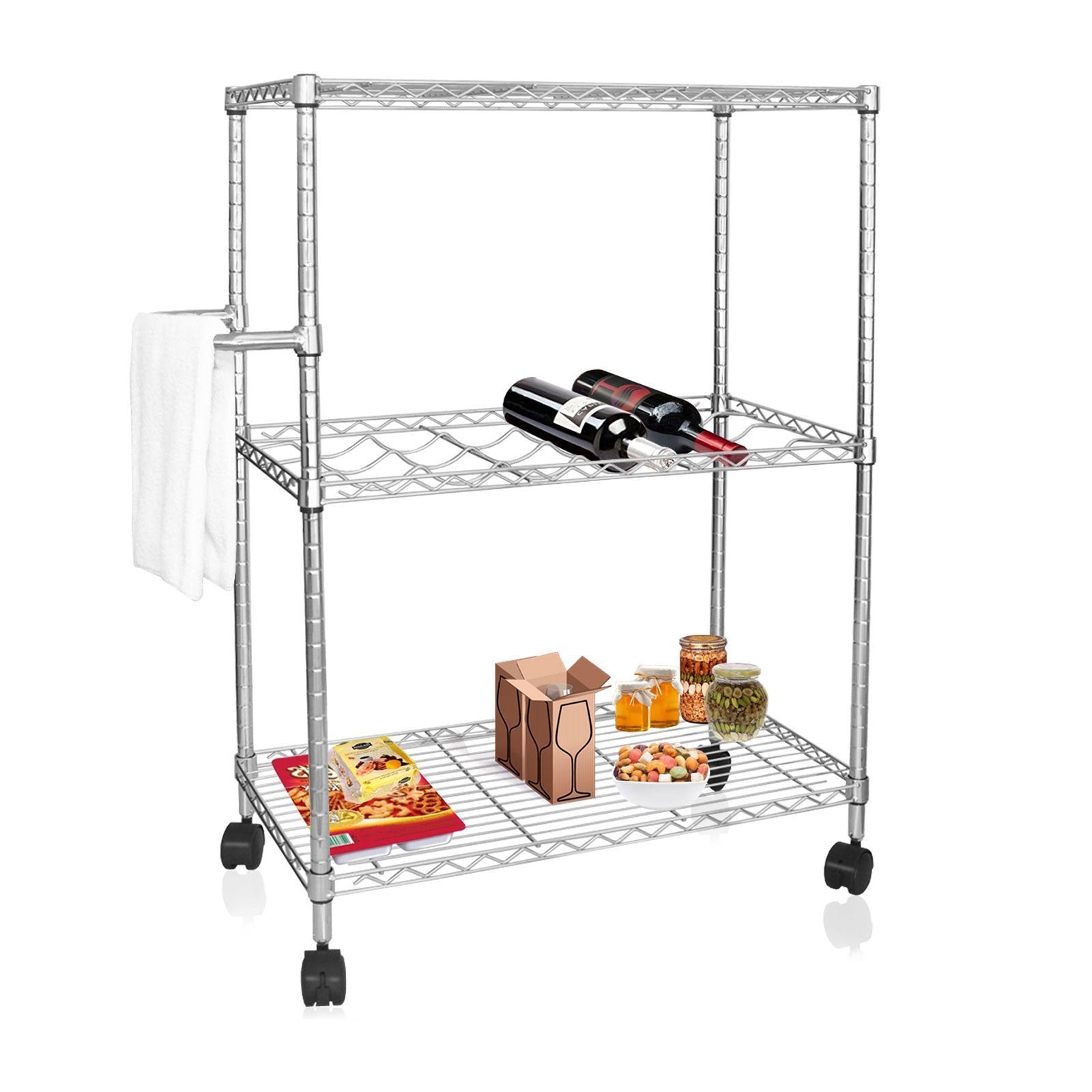 Metal Frame Kitchen Trolley | Vigo | Adjustable Shelves | Castors | 2