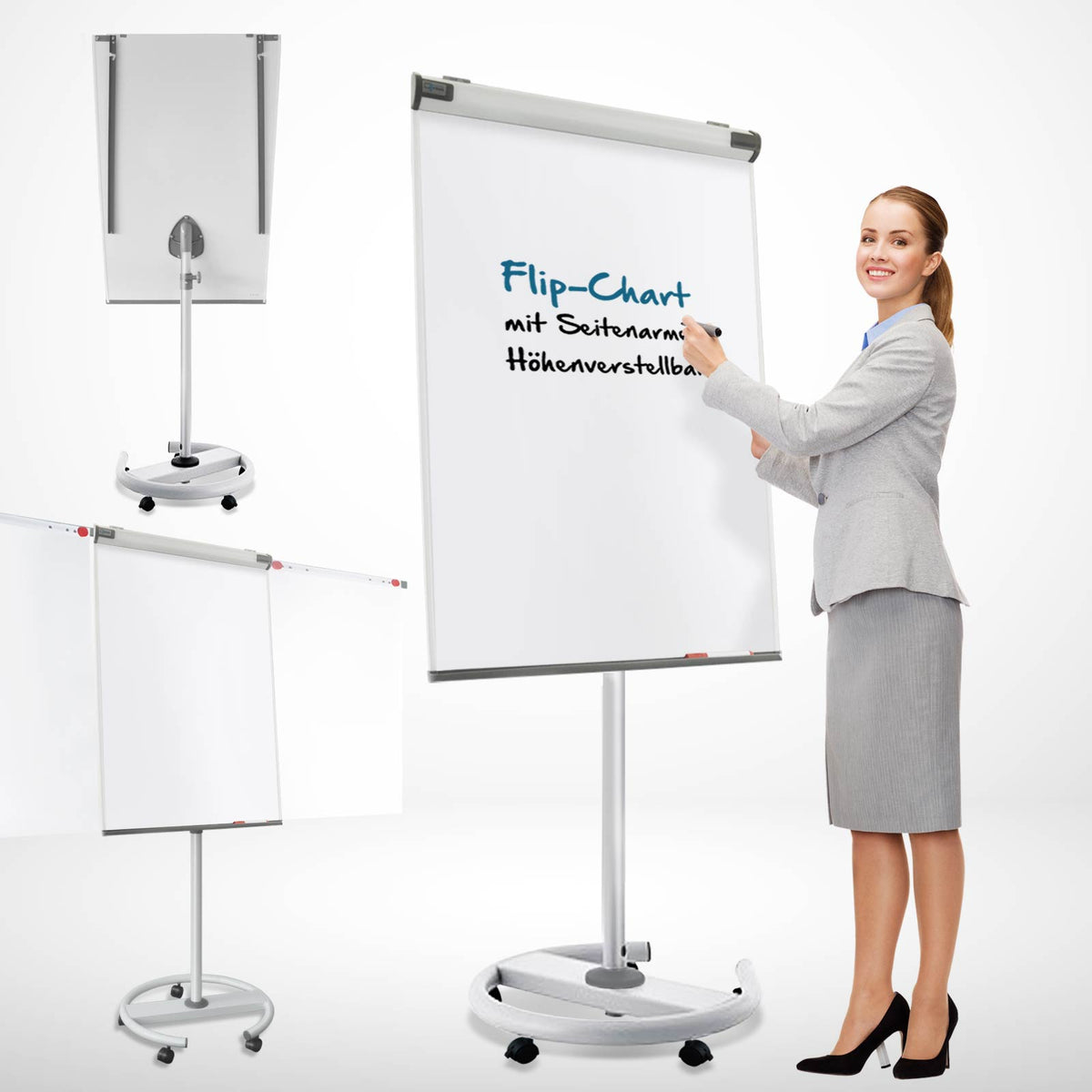 Mobile Flipchart Shark Premium | Roller Base | Height Adjustable | 2 P
