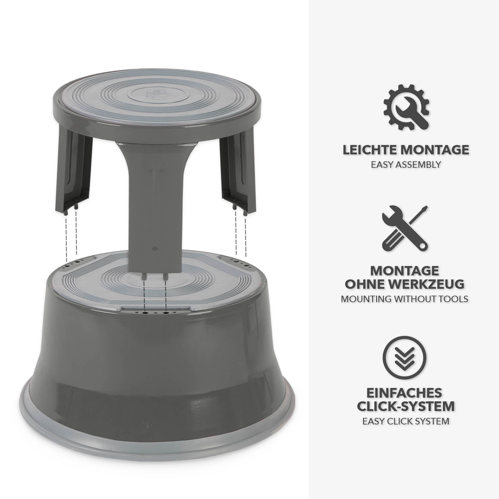 Rolling Step Stool | Retractable Castors | Steel | For Office Or Comme ...