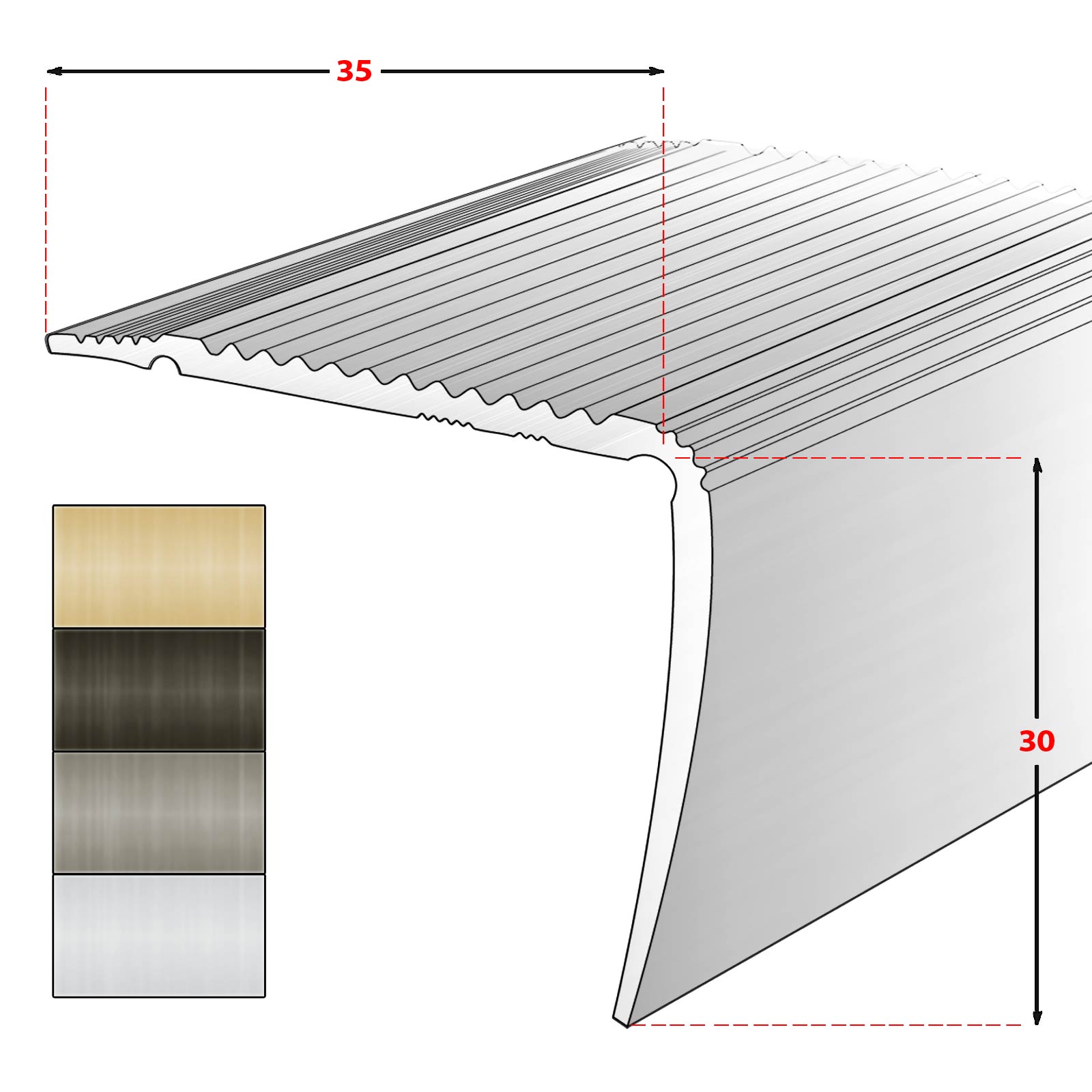 Non slip Stair Profile | Step Edge Cover | Integral | Form: L | Self-A ...